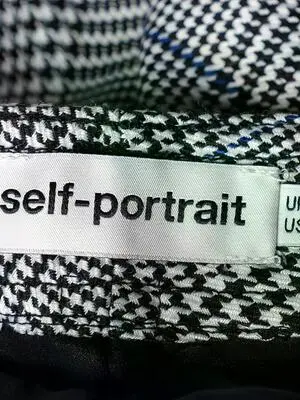 SELF-PORTRAIT Checkered Ruffled Hem Trousers