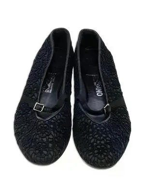FERRAGAMO Lace Strap Ballet Flats