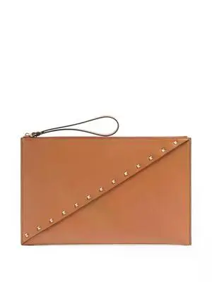 Valentino Garavani Rockstud Leather Pouch - Brown