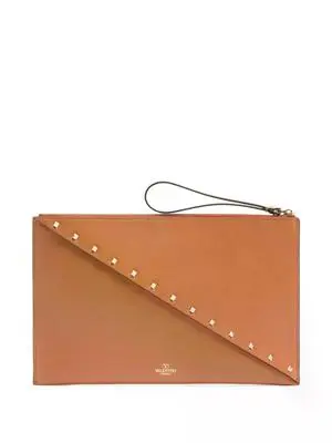 Valentino Garavani Rockstud Leather Pouch - Brown