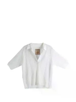 UMA WANG Ribbed Lace-trim V-neck Shirt