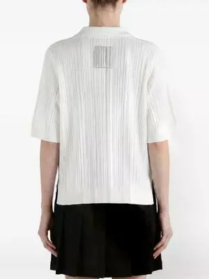UMA WANG Ribbed Lace-trim V-neck Shirt