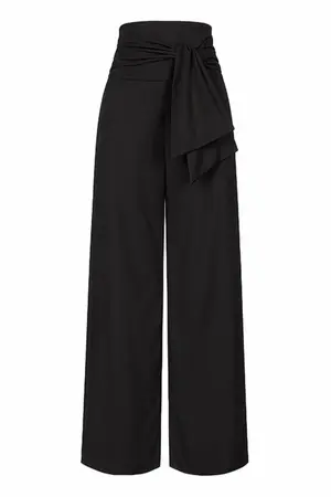 MARIANNA DÉRI Wide-leg Trousers With Tie Belt - Black