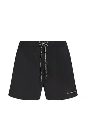 Karl Lagerfeld Logo Print Drawstring Swim Shorts - Black