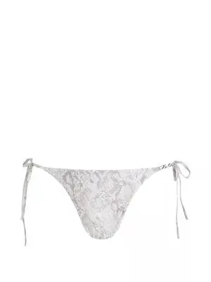 Karl Lagerfeld Snake-print Side-tie Bikini Bottoms - Neutrals
