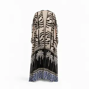 NUVV COLLECTION Palm Noir Sheer Resort Kaftan - Blue