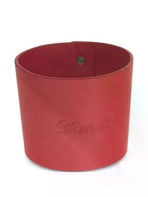 Christofle Objets Miroir Logo-embossed Leather Cup Sleeve - Red