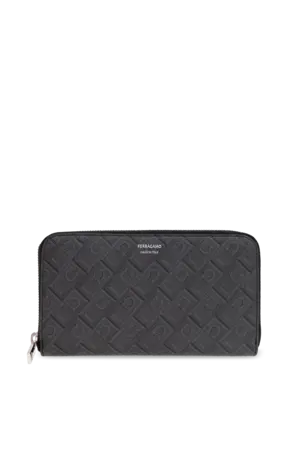 FERRAGAMO Canvas Wallet With Monogram - Grey
