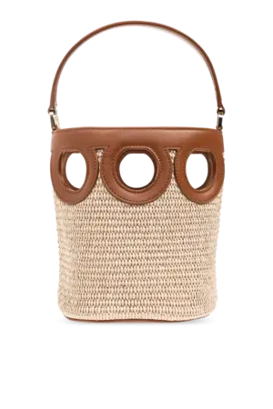 FERRAGAMO Woven Bucket Bag With Leather Details