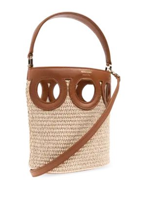 FERRAGAMO Woven Bucket Bag With Leather Details