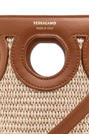 FERRAGAMO Woven Bucket Bag With Leather Details