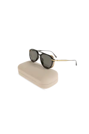 Linda Farrow Sutton Aviator Sunglasses - Gold