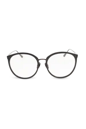 Linda Farrow Kings" Round Frame Eyeglasses - Black