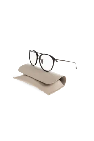 Linda Farrow Kings" Round Frame Eyeglasses - Black