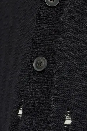 ALLSAINTS Tabua Distressed Cotton Knit V-neck Cardigan