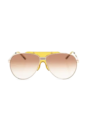 Attico Linda Farrow X Aviator Sunglasses - Gold