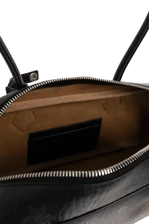 Mcm Aren' Embossed Leather Bag - Black