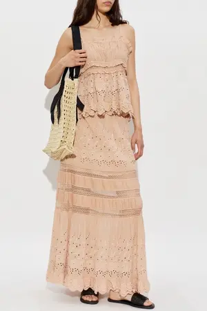 ALLSAINTS Camille Embroidered Maxi Skirt - Pink