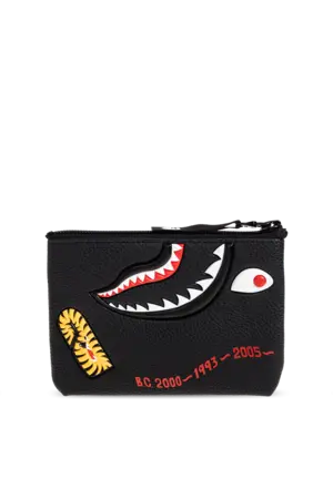 A BATHING APE Leather Pouch With Shark Applique