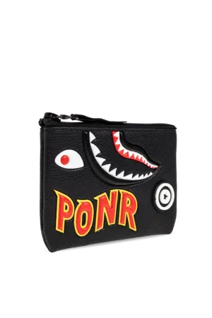 A BATHING APE Leather Pouch With Shark Applique