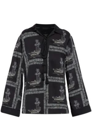 ALLSAINTS Lettie" Shirt With Palm Motif Print And Drawstring Detail