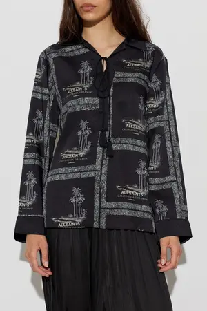ALLSAINTS Lettie" Shirt With Palm Motif Print And Drawstring Detail
