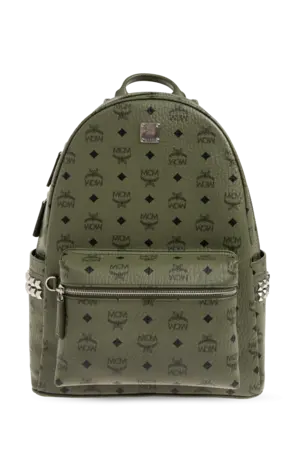 Mcm Stark Monogrammed Backpack - Green