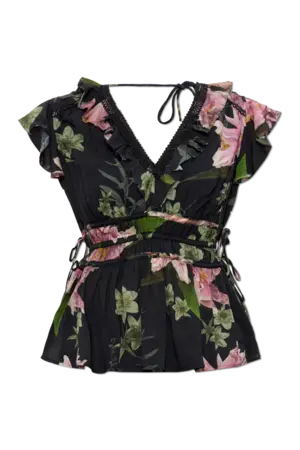 ALLSAINTS Canto Top With Botanical Print And Lace Trim