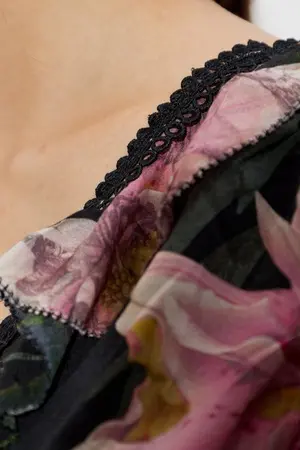 ALLSAINTS Canto Top With Botanical Print And Lace Trim