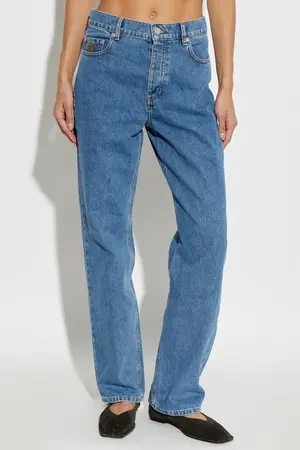 BY MALENE BIRGER Chicago" Straight Leg Jeans In Medium Wash Denim - Blue