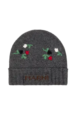 Marni Embroidered Beanie - Grey