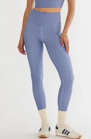 Beach Riot Piper High Waist Gingham Leggings - Blue Gingham