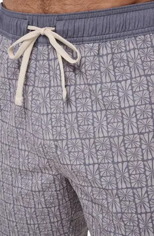 Travis Mathew Cabana Board Shorts With Drawstring Waist And Printed Pattern - Heather Grey