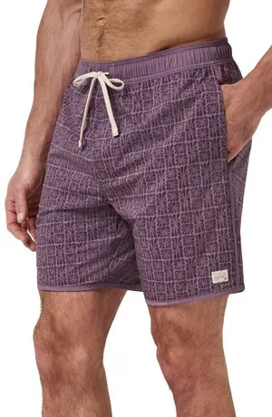 Travis Mathew Cabana Board Shorts With Drawstring Waist And Printed Pattern