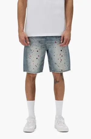 PURPLE BRAND Cyanine Crystal Embellished Denim Shorts