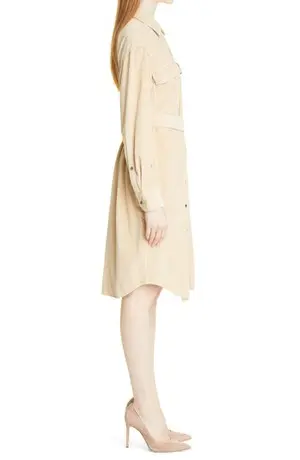 BOSS Desterig Belted Long Sleeve Corduroy Shirtdress