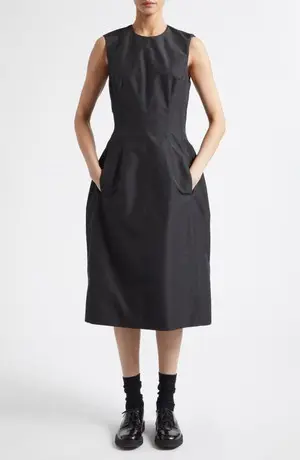 JIL SANDER Technical Faille Midi Dress