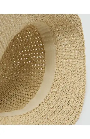 Mango Crochet Raffia Bucket Hat - Ecru