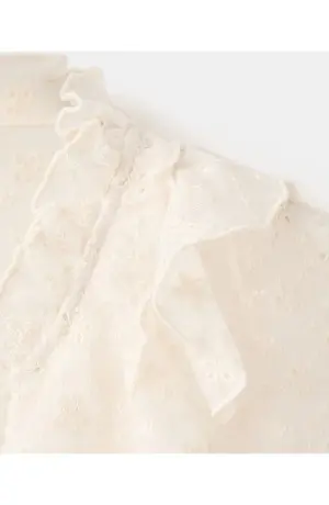Mango Ruffle Detail Embroidered Top