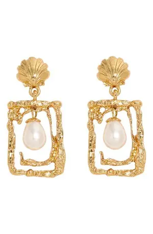 PETIT MOMENTS Faux Pearl Drop Earrings - Gold