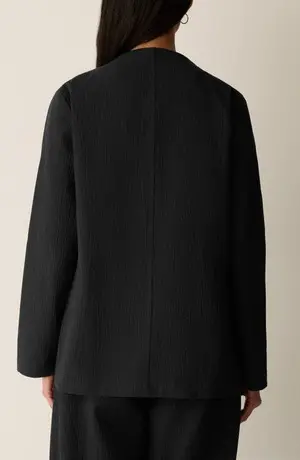 Eileen Fisher High Collar Cutaway Jacket In Organic Cotton