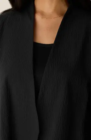 Eileen Fisher High Collar Cutaway Jacket In Organic Cotton