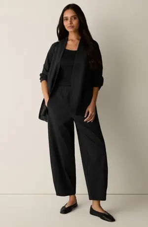 Eileen Fisher High Collar Cutaway Jacket In Organic Cotton
