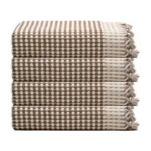 OLIVIERA HOME Dots Turkish Cotton Terry Hand Towel Bundle - Taupe Brown