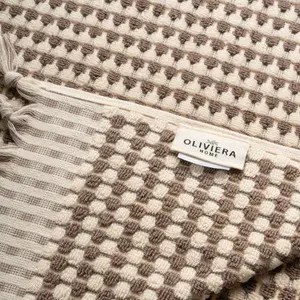 OLIVIERA HOME Dots Turkish Cotton Terry Hand Towel Bundle - Taupe Brown