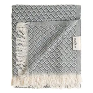 OLIVIERA HOME Serenity Grid Turkish Cotton Bath And Hand Towelset