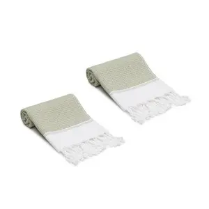 OLIVIERA HOME Pria Turkish Cotton Hand Towelsset Of 2 - Sage Green