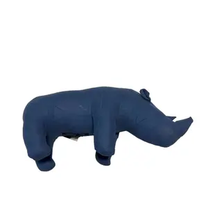 PUEBCO Vintage Fabric Stuffed Rhinoceros - Blue