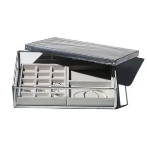 PUEBCO Glass Jewelry Box With Recycled Steel Lid - Single