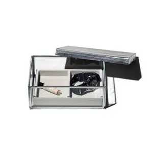 PUEBCO Glass Jewelry Box With Recycled Steel Lid - Single